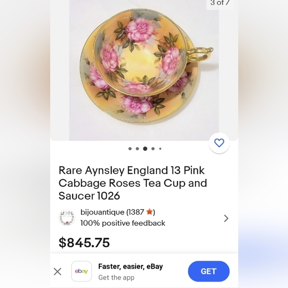 Dining | Rare Aynsley England 13 Pink Cabbage Roses Tea Cup No Saucer 126 | Poshmark